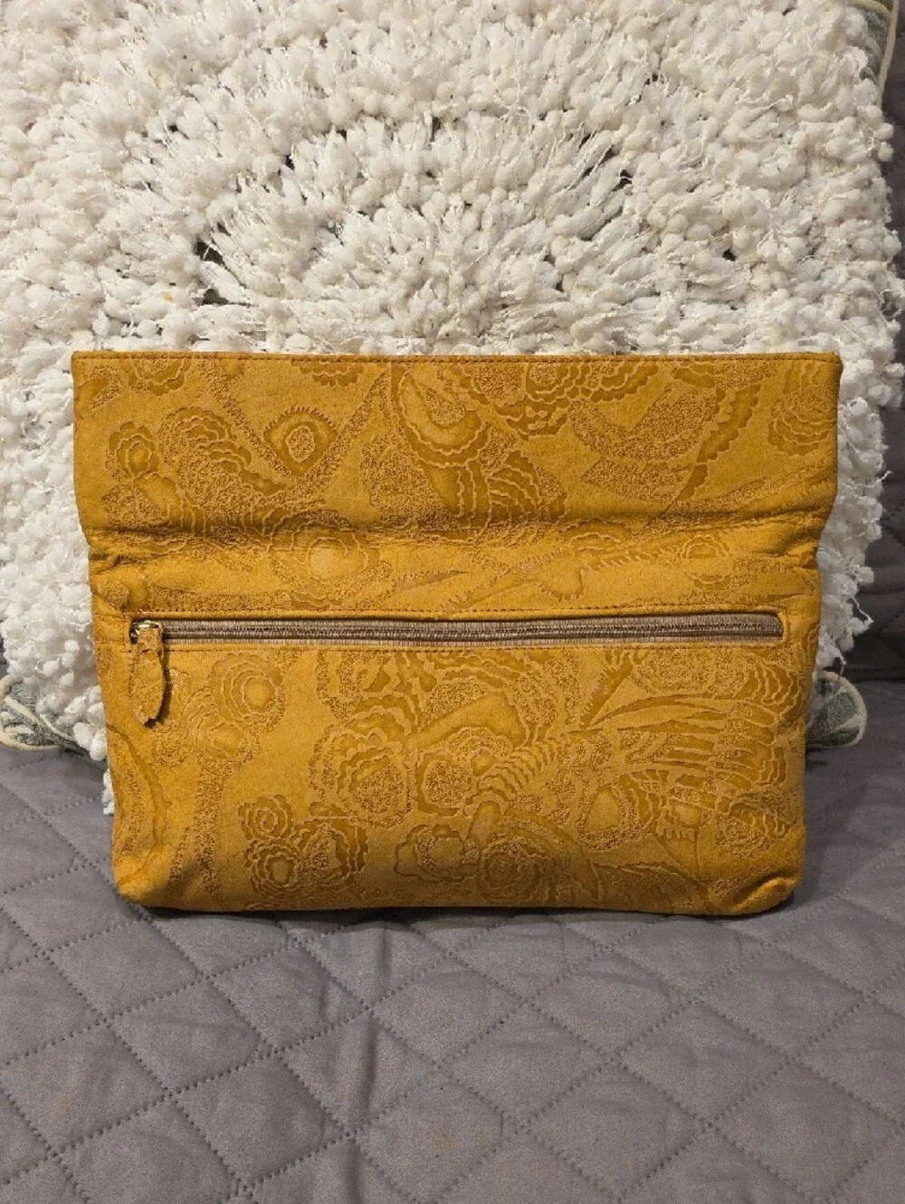 Vasiliki Lagis | Bags | Vasiliki Lagis Mustard Yellow Floral Embossed ...